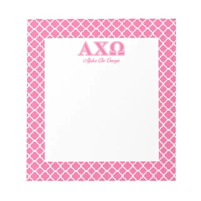 Alphi Chi Omega Pink Letters Notepad | Zazzle