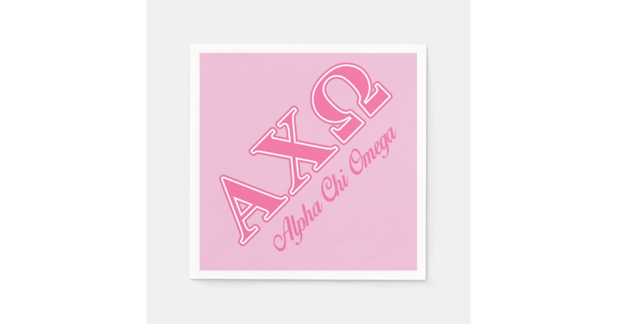 Alphi Chi Omega Pink Letters Paper Napkins | Zazzle