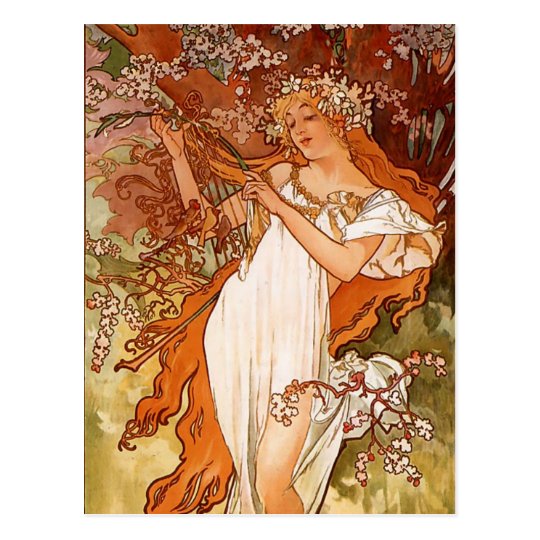 Alphons Mucha - The four season - Spring Postcard | Zazzle.com