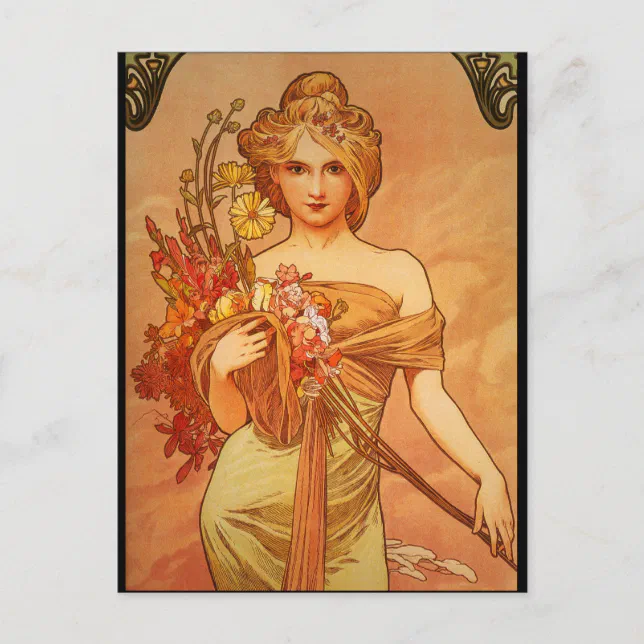 Alphonse (Alfons) Mucha Bouquet Postcard | Zazzle
