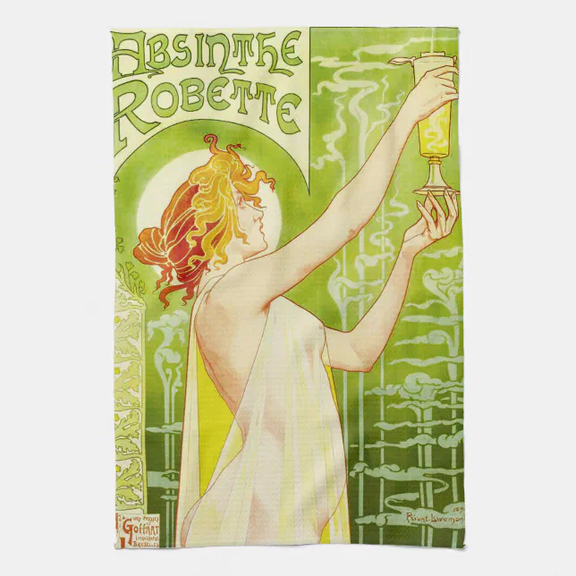 Alphonse Mucha Absinthe Robette Kitchen Towel | Zazzle