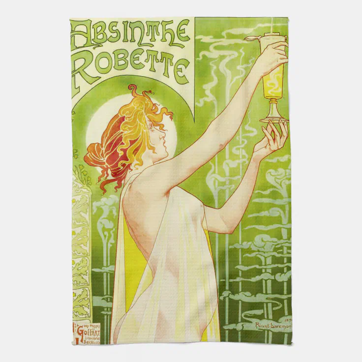 Alphonse Mucha Absinthe Robette Kitchen Towel | Zazzle