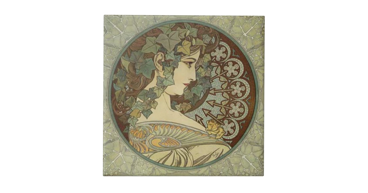 Alphonse Mucha Art Nouveau Tiles | Zazzle