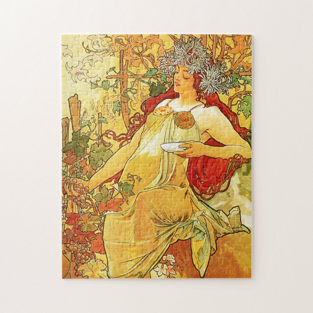 Alphonse Mucha Autumn Puzzle | Zazzle