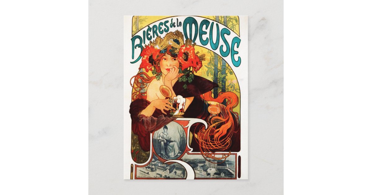 Alphonse Mucha Beer of the Muse Postcard | Zazzle