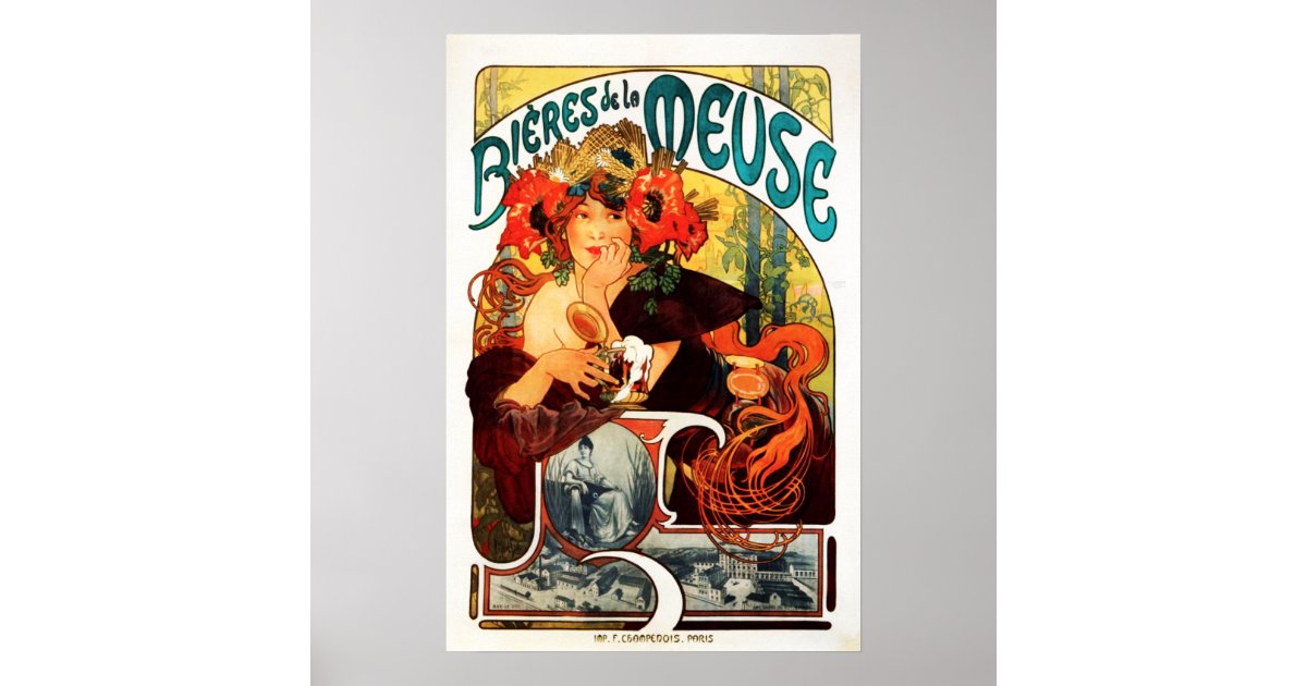 Alphonse Mucha Beer of the Muse Poster | Zazzle