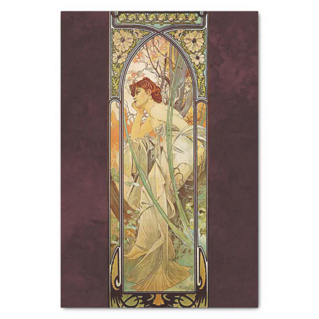 Alphonse Mucha, Evening Contemplation Tissue Paper | Zazzle