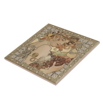 Alphonse Mucha Fruit Art Nouveau Vintage Ceramic Tile | Zazzle