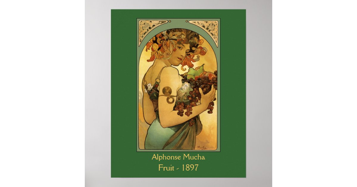 Alphonse Mucha Fruit Painting Poster | Zazzle