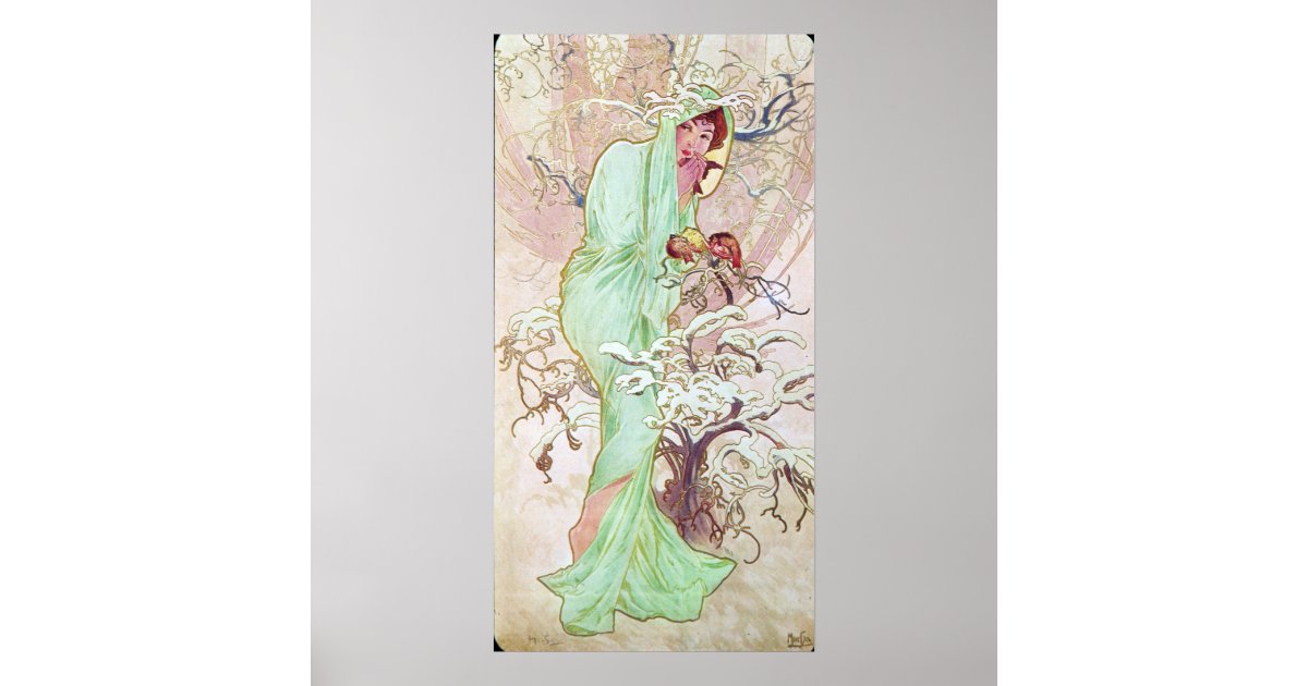 Alphonse Mucha Hiver/Winter, 1896 Poster | Zazzle