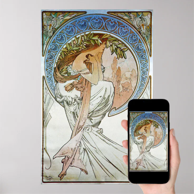 Alphonse Mucha. La Poesie/Poetry, 1898 Poster | Zazzle