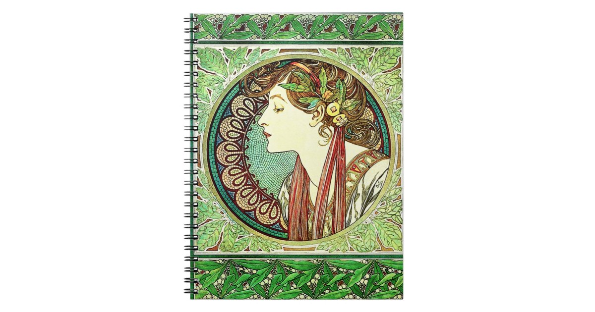 Alphonse Mucha Laurel Notebook | Zazzle