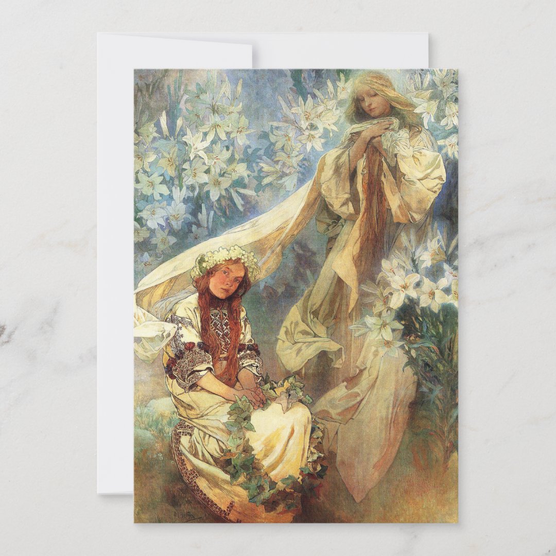 Alphonse Mucha Madonna of the Lilies Invitations | Zazzle