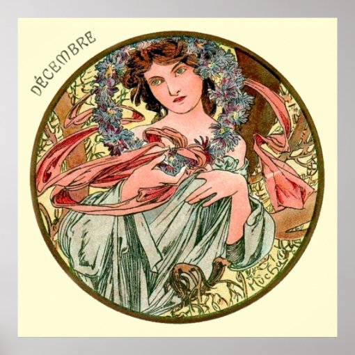 Alphonse Mucha Month Of December Poster | Zazzle