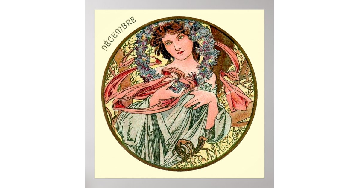 Alphonse Mucha Month Of December Poster | Zazzle