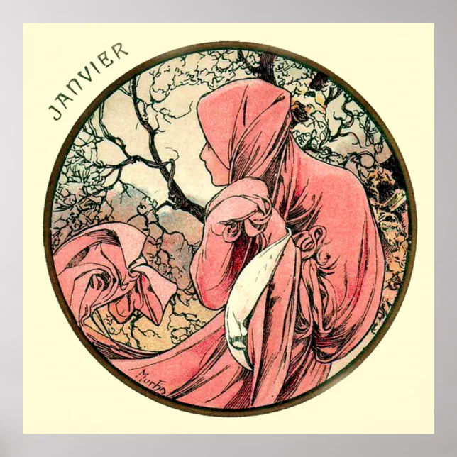 Alphonse Mucha Month Of January Poster | Zazzle