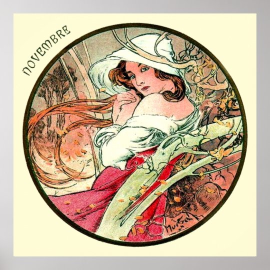 Alphonse Mucha Month Of November Poster | Zazzle.com