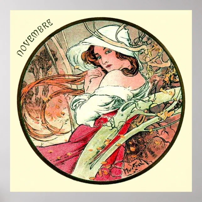 Alphonse Mucha Month Of November Poster | Zazzle