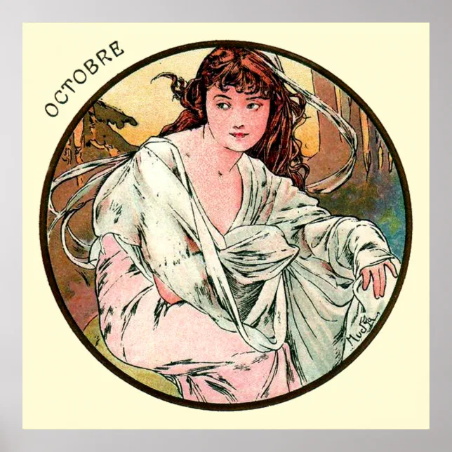 Alphonse Mucha Month Of October Poster | Zazzle