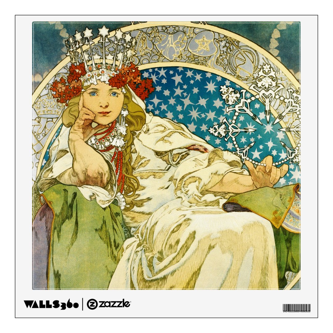 Alphonse Mucha Princess Hyacinth Art Nouveau Wall Sticker | Zazzle