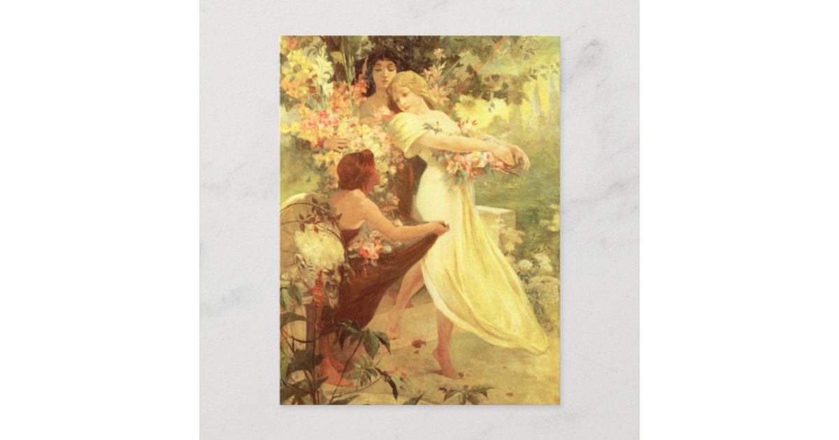 Alphonse Mucha Spirit of Spring Postcard | Zazzle