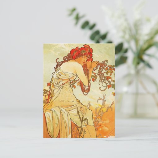 Alphonse Mucha Summer Postcard | Zazzle