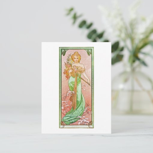 Alphonse Mucha The Seasons: Spring Printemps Postcard | Zazzle
