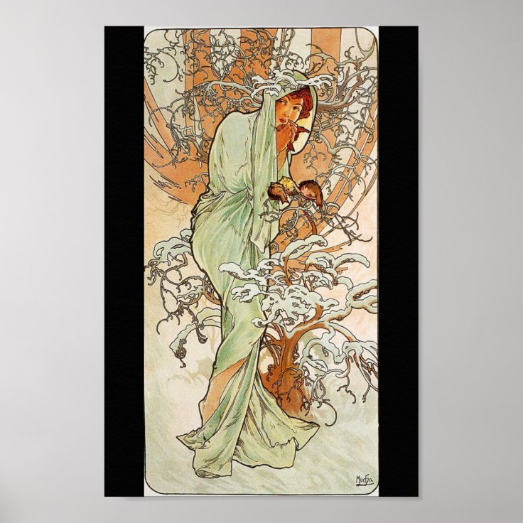 Alphonse Mucha - Winter Poster | Zazzle