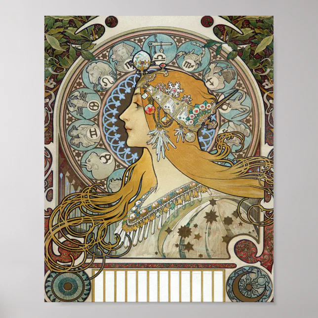 Alphonse Mucha Zodiac Restored Poster | Zazzle