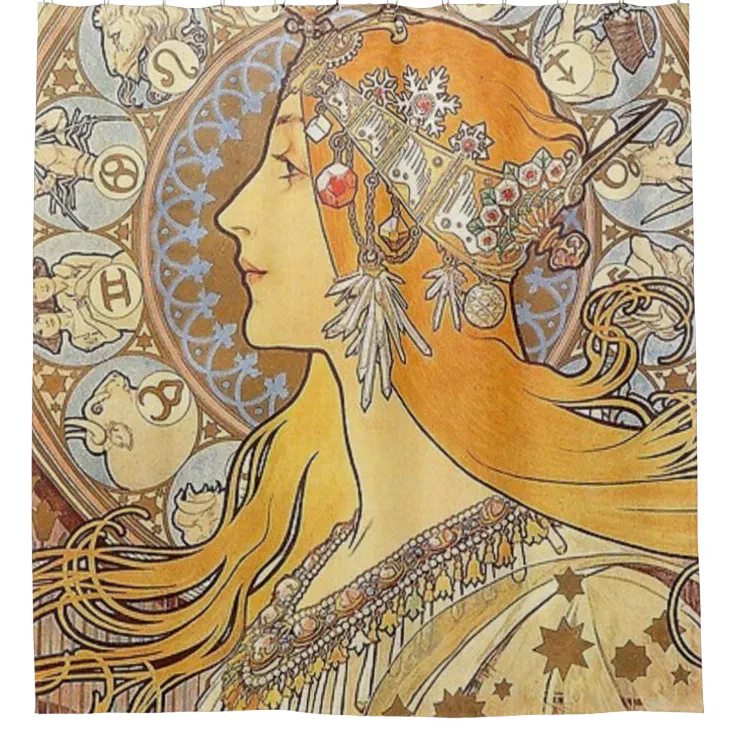 Alphonse Mucha Zodiac Shower Curtain | Zazzle