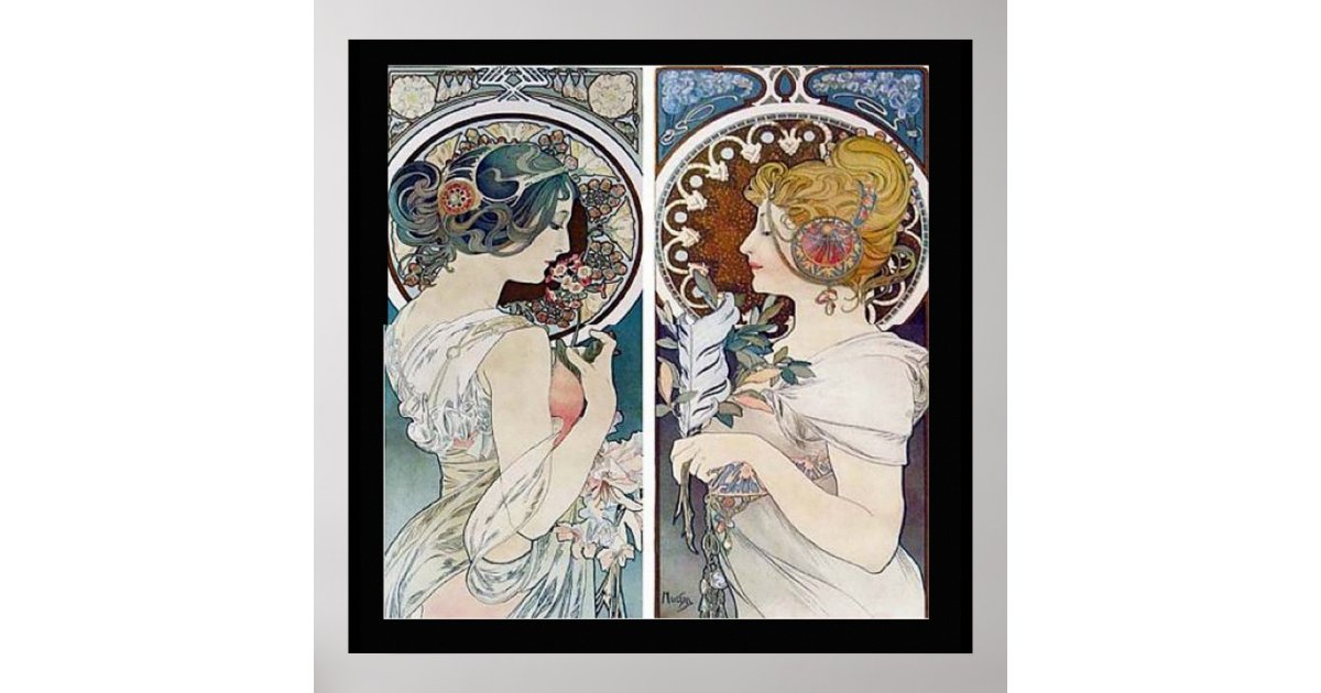 Alphonse Mucha's 2 Faces Vintage Poster | Zazzle