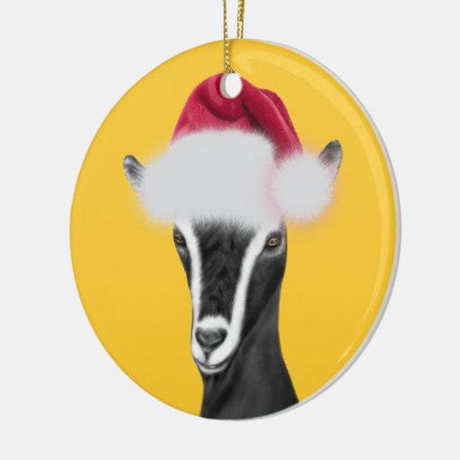 Alpine Goat Santa Hat Christmas Ornament | Zazzle