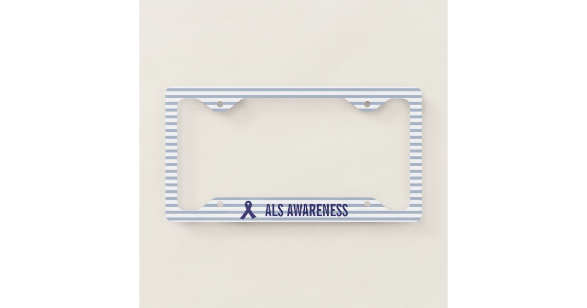 ALS Awareness Blue Ribbon License Plate Frame | Zazzle