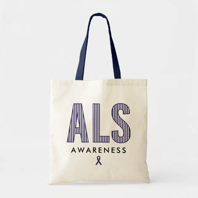 ALS Awareness Blue Ribbon Tote Bag | Zazzle