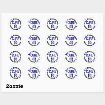 ALS Awareness CURE Butterfly Ribbon Classic Round Sticker | Zazzle