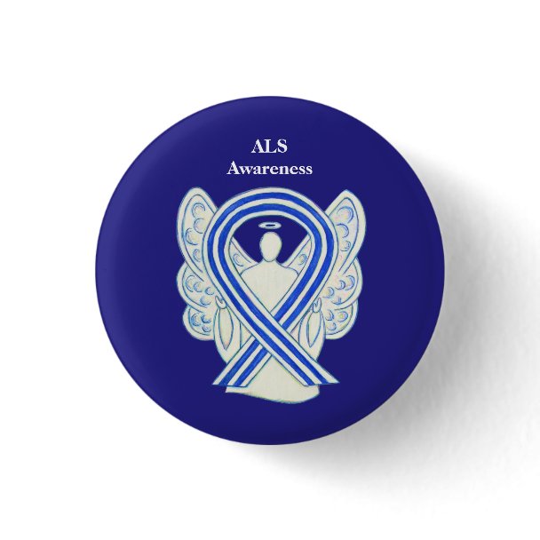 Blue and White ALS Awareness Ribbon Custom Fabric | Zazzle