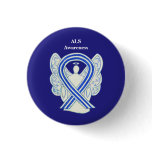 Blue and White ALS Awareness Ribbon Custom Fabric | Zazzle