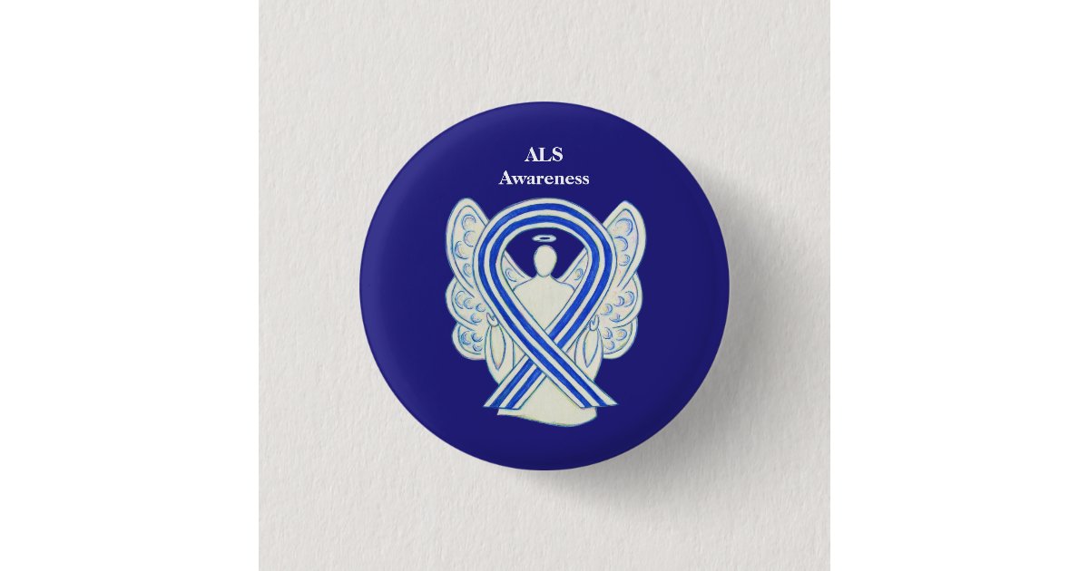 ALS Awareness Ribbon Angel Art Button Pins | Zazzle