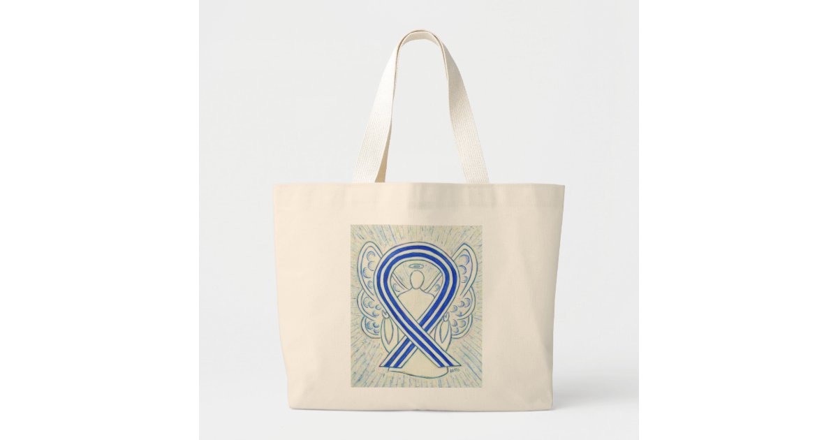 ALS Blue and White Awareness Ribbon Art Tote Bag | Zazzle