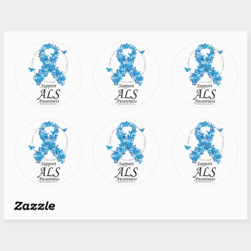ALS Butterfly Ribbon Classic Round Sticker | Zazzle