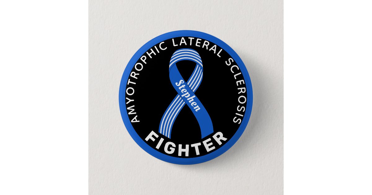 ALS Fighter Ribbon Black Button | Zazzle