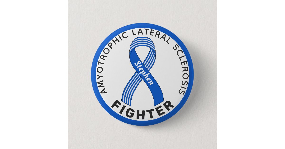 ALS Fighter Ribbon White Button | Zazzle