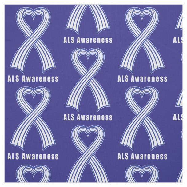 ALS Heart Ribbon of Hope Fabric | Zazzle