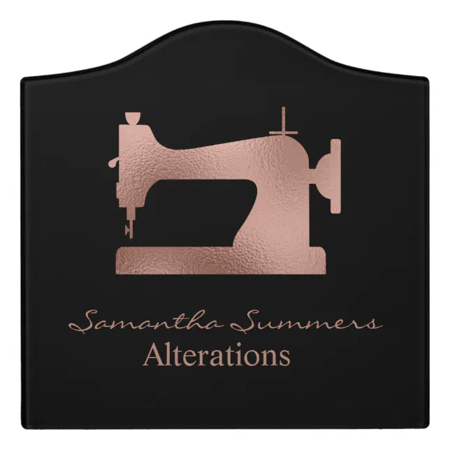 Alterations Rose Gold Sewing Machine Sew Business Door Sign | Zazzle