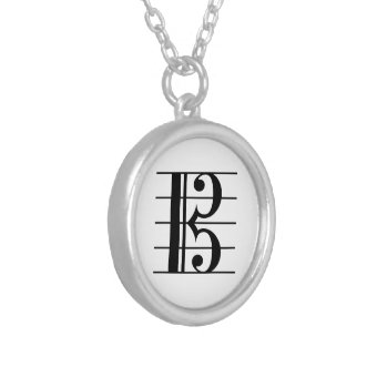 Alto Clef on Staff Silver Plated Necklace | Zazzle