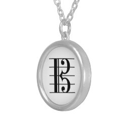 Alto Clef on Staff Silver Plated Necklace | Zazzle