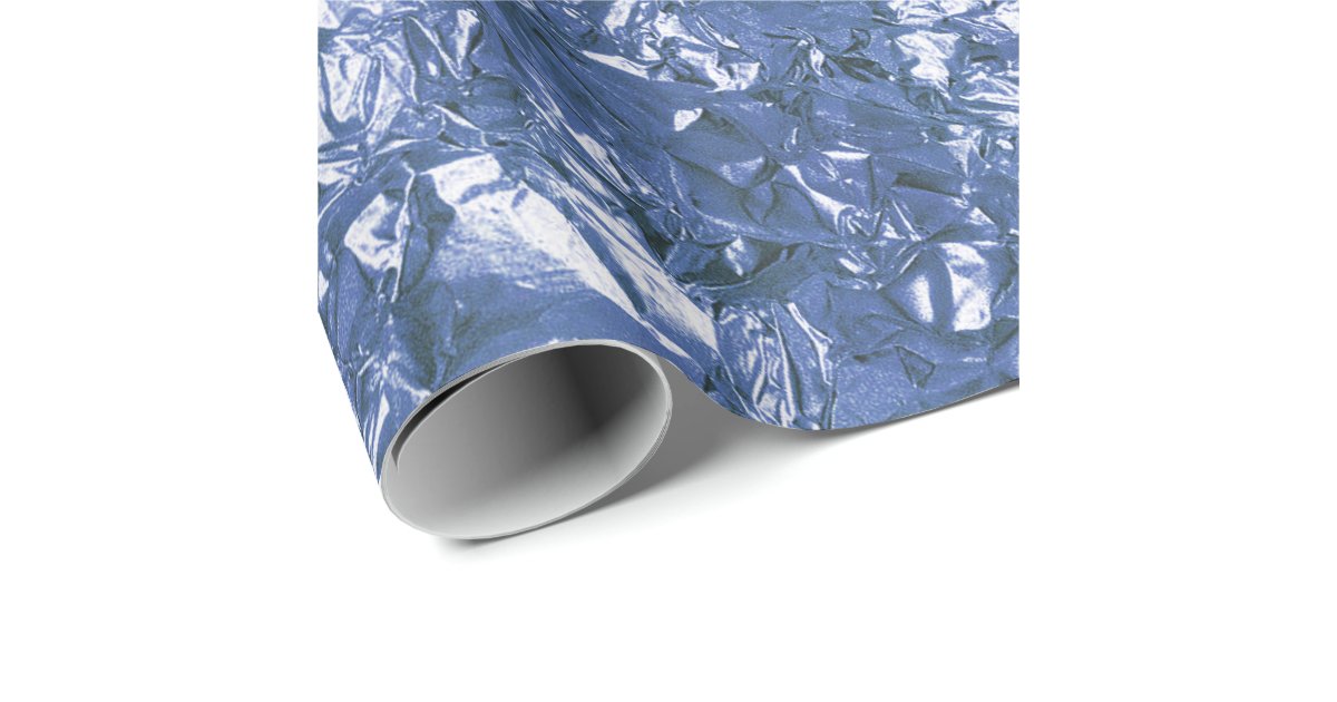 Aluminum Foil Blue Navy Metallic Wrinkled Wrapping Paper | Zazzle