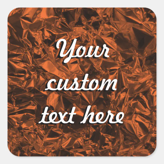Aluminum Foil Design in Copper Orange Square Sticker | Zazzle