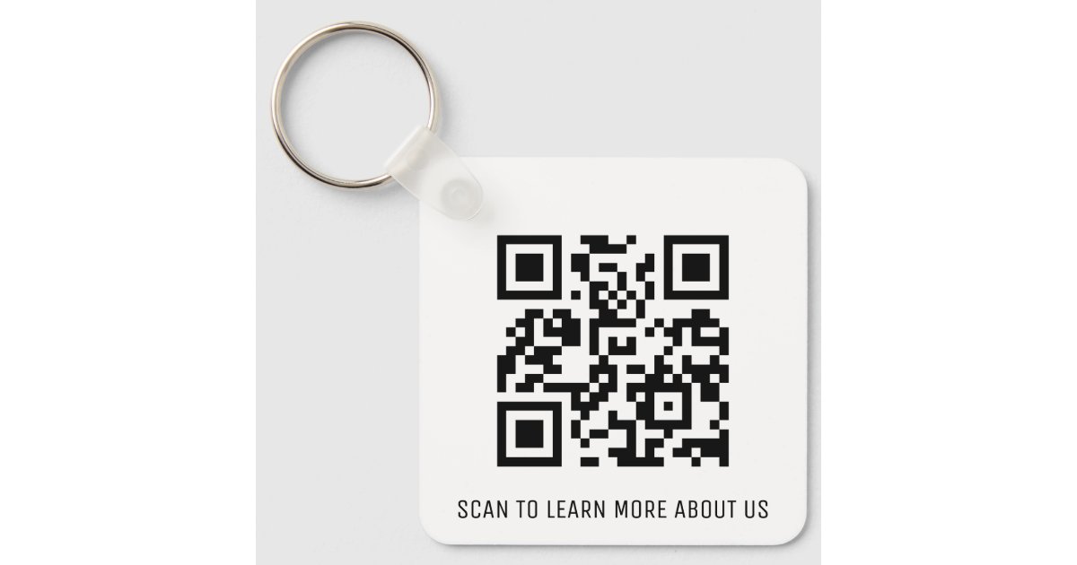 Aluminum QR Code Keychain for Business Logo Square | Zazzle