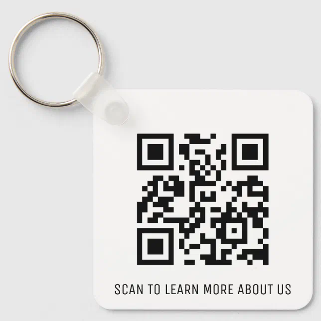 Aluminum QR Code Keychain for Business Logo Square | Zazzle